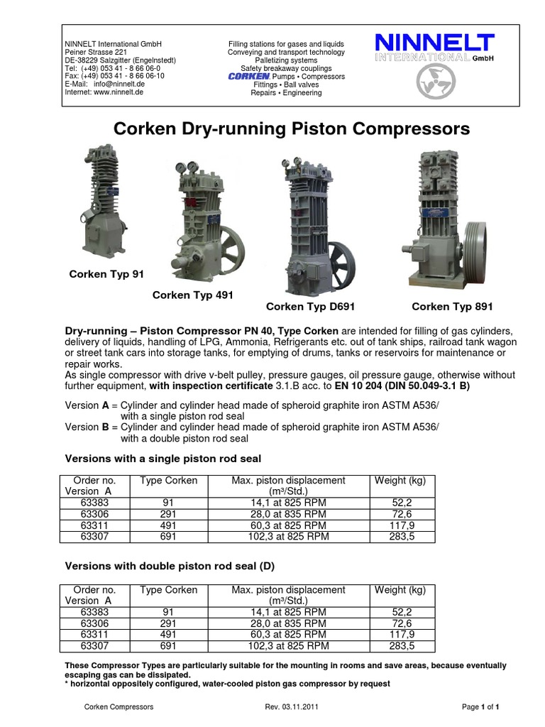Corken-Kompressoren Englisch | PDF | Piston | Pump