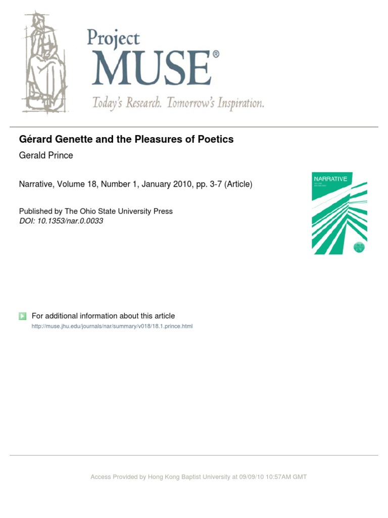 Gérard Genette and The Pleasures of Poetics | PDF | Genre | Narrative