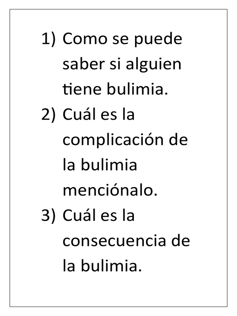 Preguntas de Bulimia | PDF