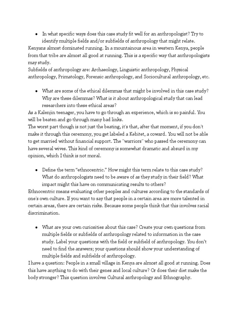 Anthropology of Kenyan Runners | PDF | Social Science