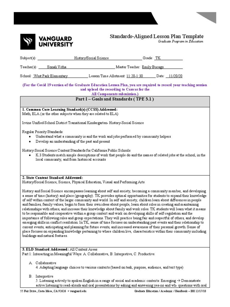 Grad Ed Lesson Plan History All Components 4 | PDF | Lesson Plan ...