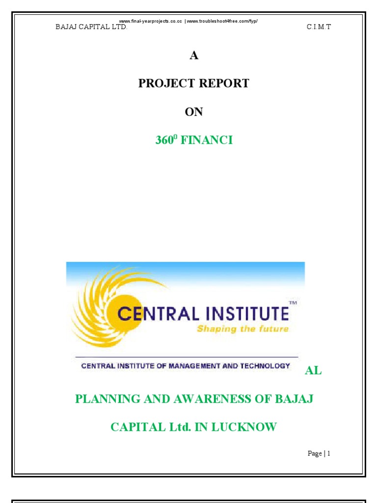 A Project Report On 360 Degree Fiancial Planning | PDF | Taxes | Investing