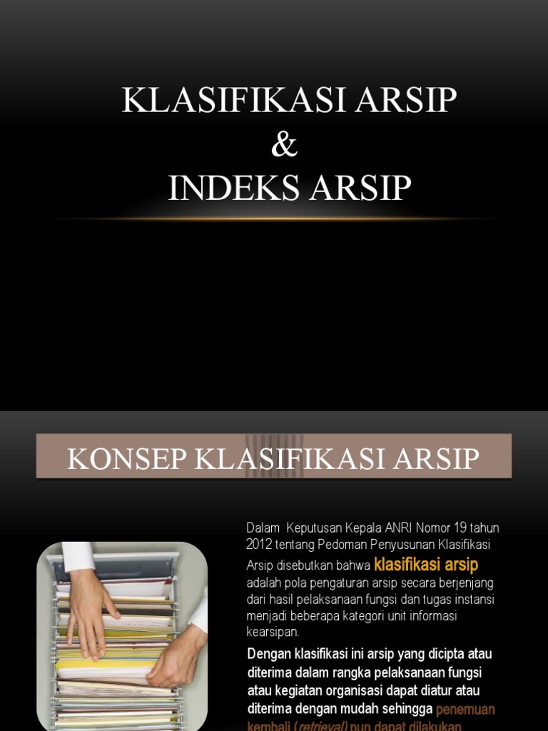 Klasifikasi dan Indeks Arsip ANRI | PDF