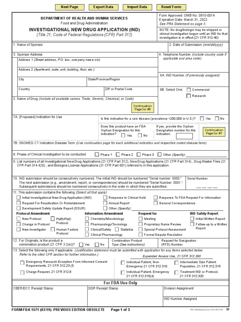 Investigational New Drug Application (Ind) : (Title 21, Code of Federal ...