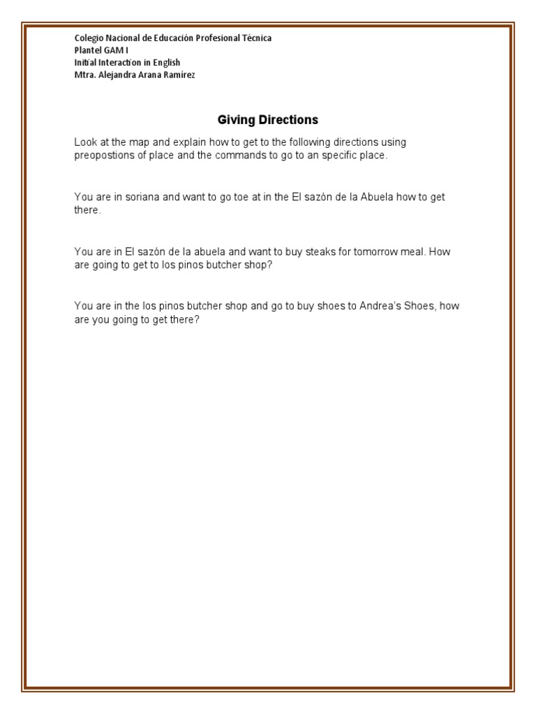 Giving Directions | PDF