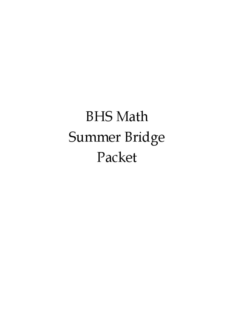 BHS Math Summer Bridge-Gap Packet | PDF | Area | Numbers