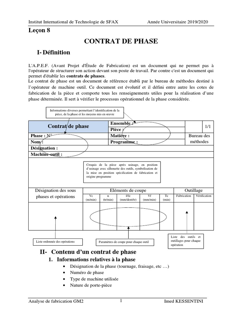 Lecon 8 Contrat de Phase | PDF | Équipement industriel | Usinage