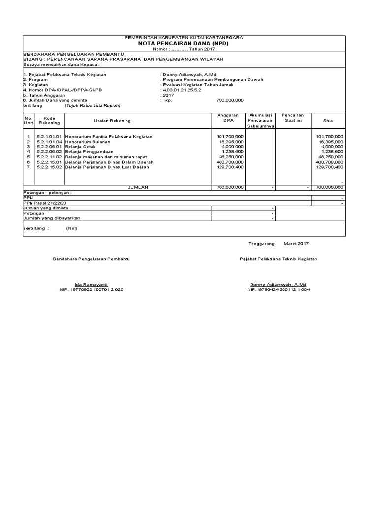 Nota Pencairan Dana | PDF