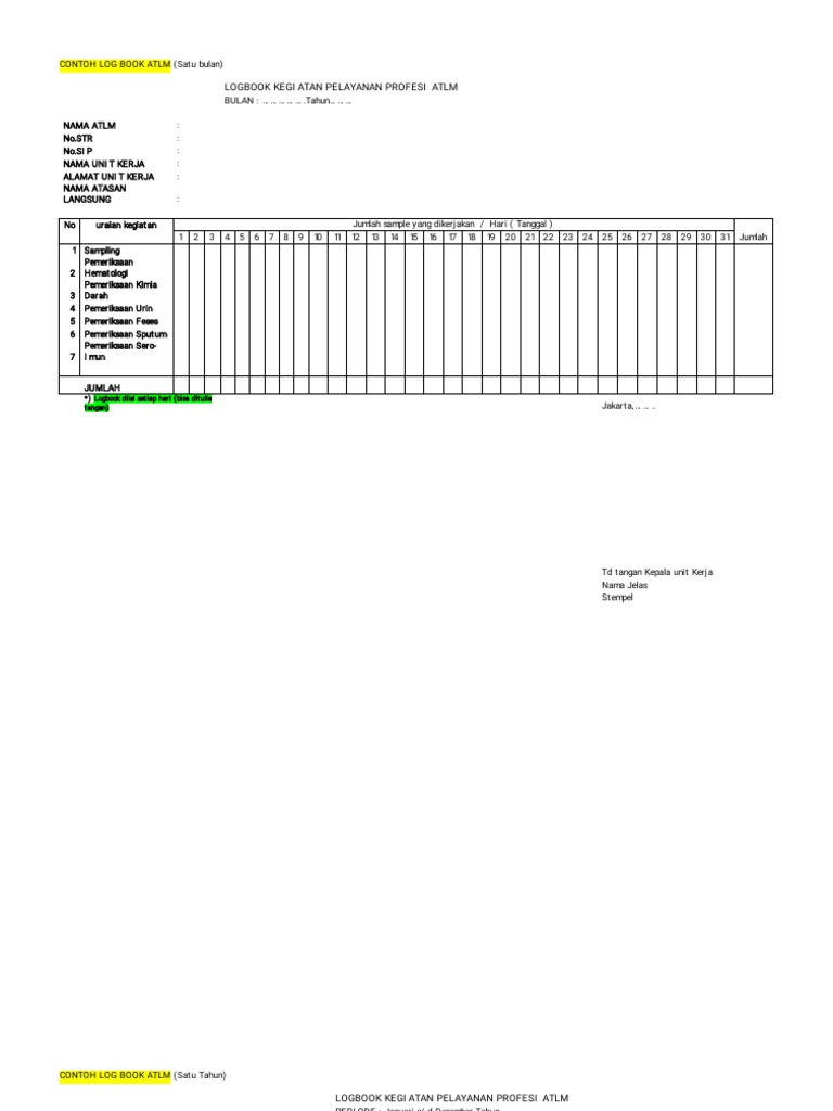 Contoh Log Book Atlm | PDF