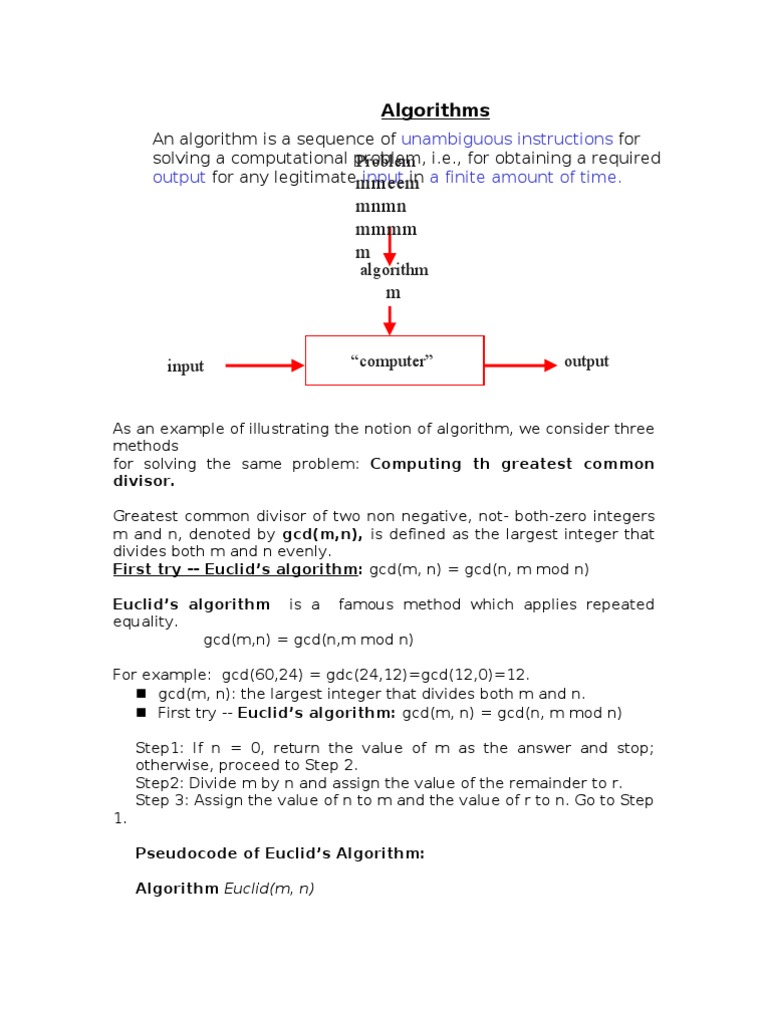 As An Example of Illustrating The Notion of Algorithm | PDF | Algorithms | Algorithms And Data ...