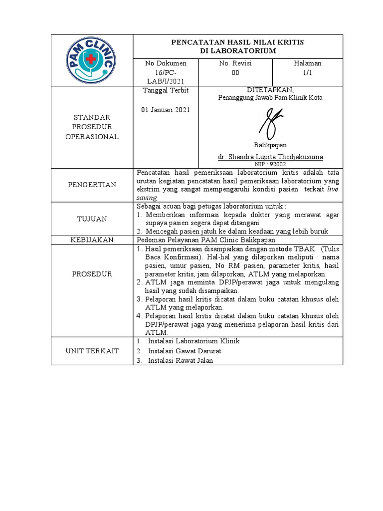 16 Spo Pencatatan Nilai Kritis 02 | PDF | Teknologi & Rekayasa