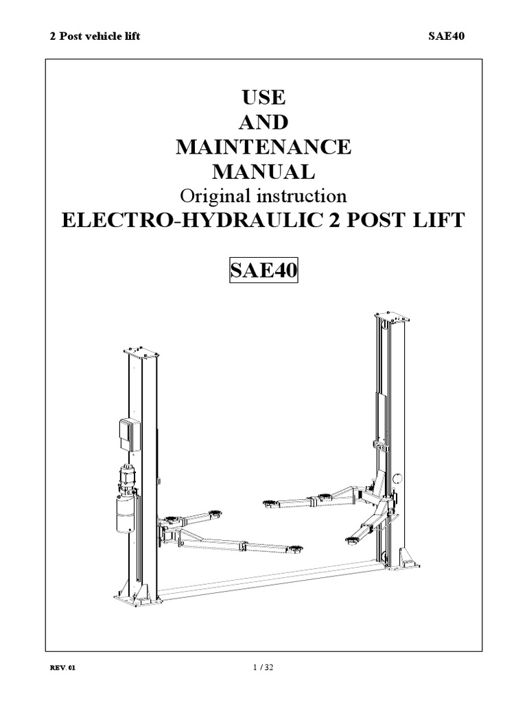 Operation and Maintenance Manual for an Electro-Hydraulic 2 Post ...