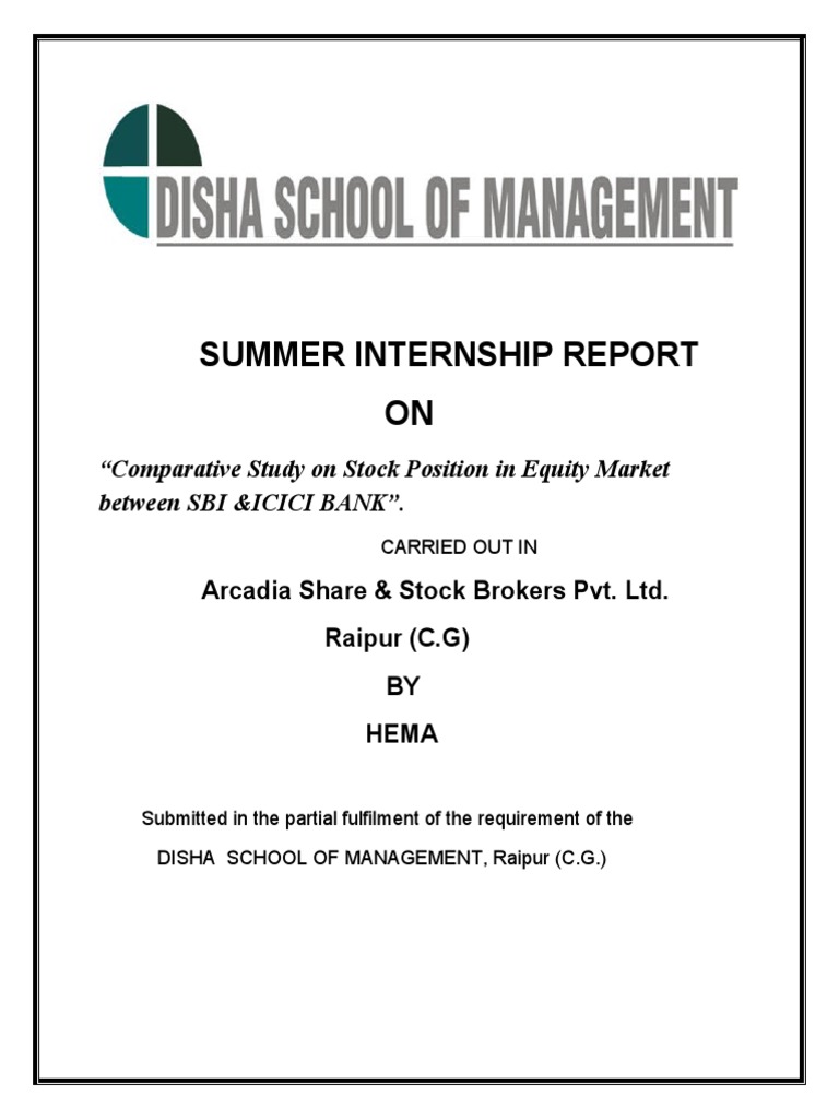 Summer Internship Report ON: "Comparative Study On Stock Position in ...