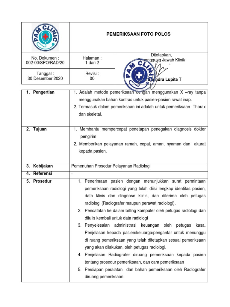 008-00-Spo Pemeriksaan Foto Polos | PDF