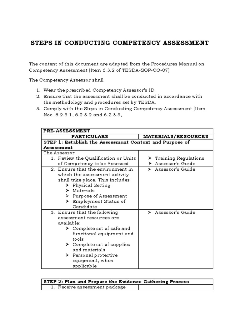 Competency Assessment Steps Guide | PDF | Competence (Human Resources ...