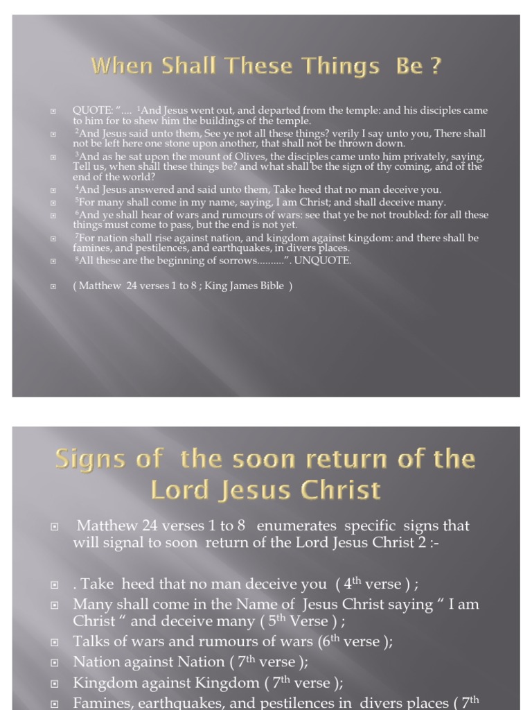 Signs of the Soon Return of the Lord Jesus Christ | End Time | Gospel ...