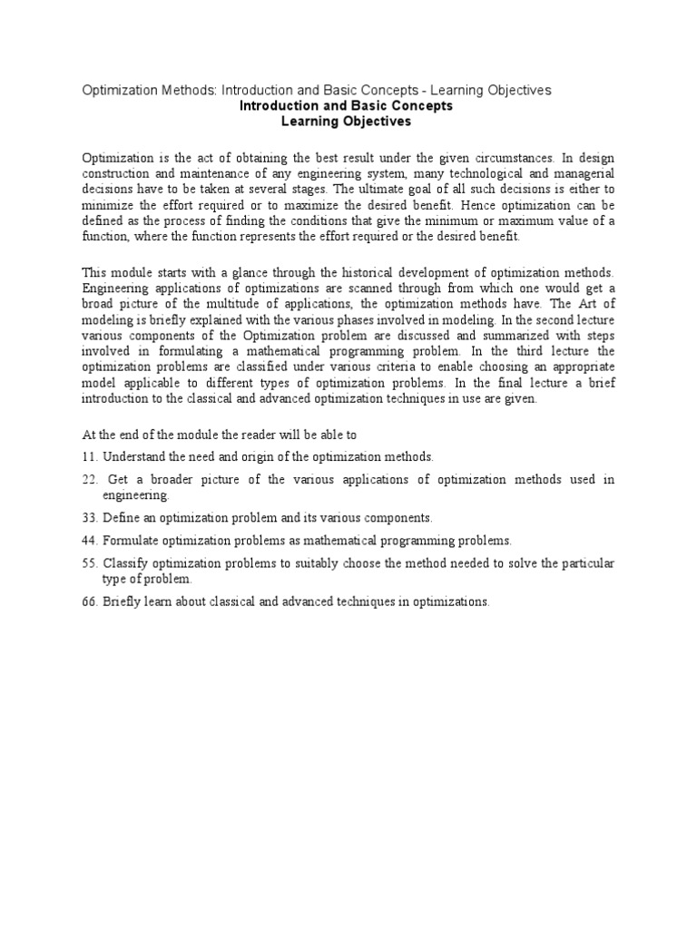 Optimization Methods | PDF | Mathematical Optimization | Mathematical Model