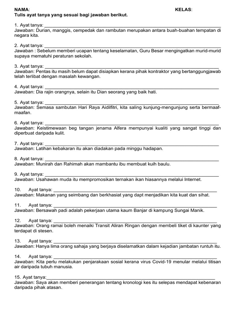 Latihan Ayat Tanya | PDF