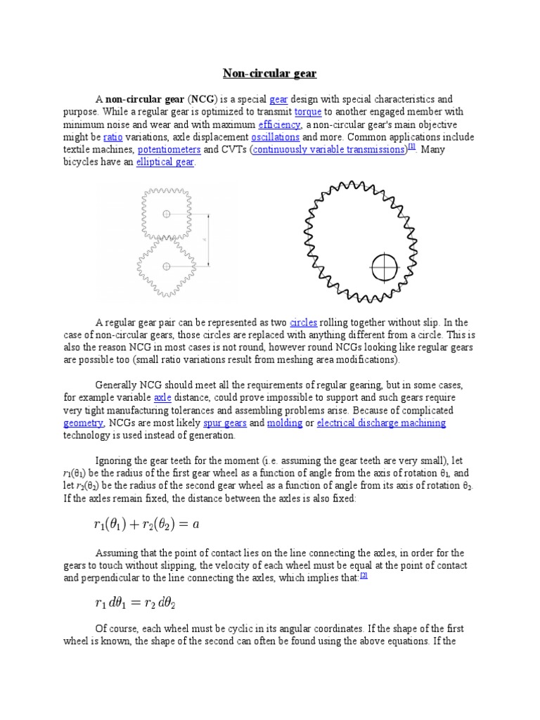 Noncircular Gears | PDF | Gear | Physics