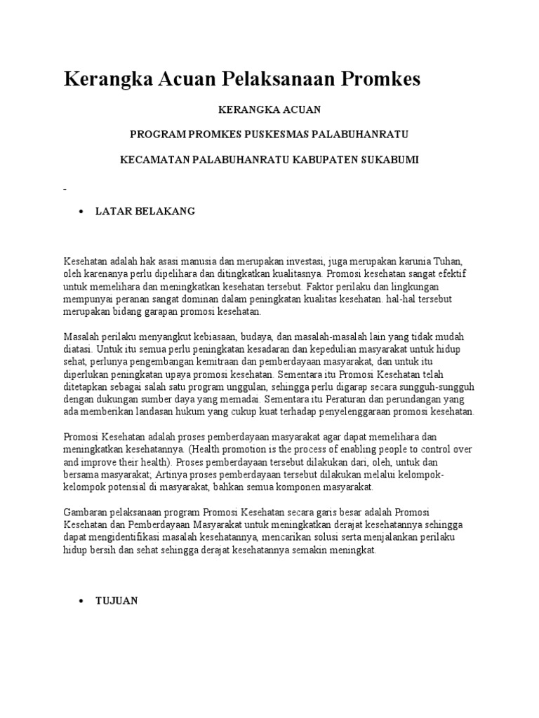 Program Promkes Puskesmas Palabuhanratu | PDF