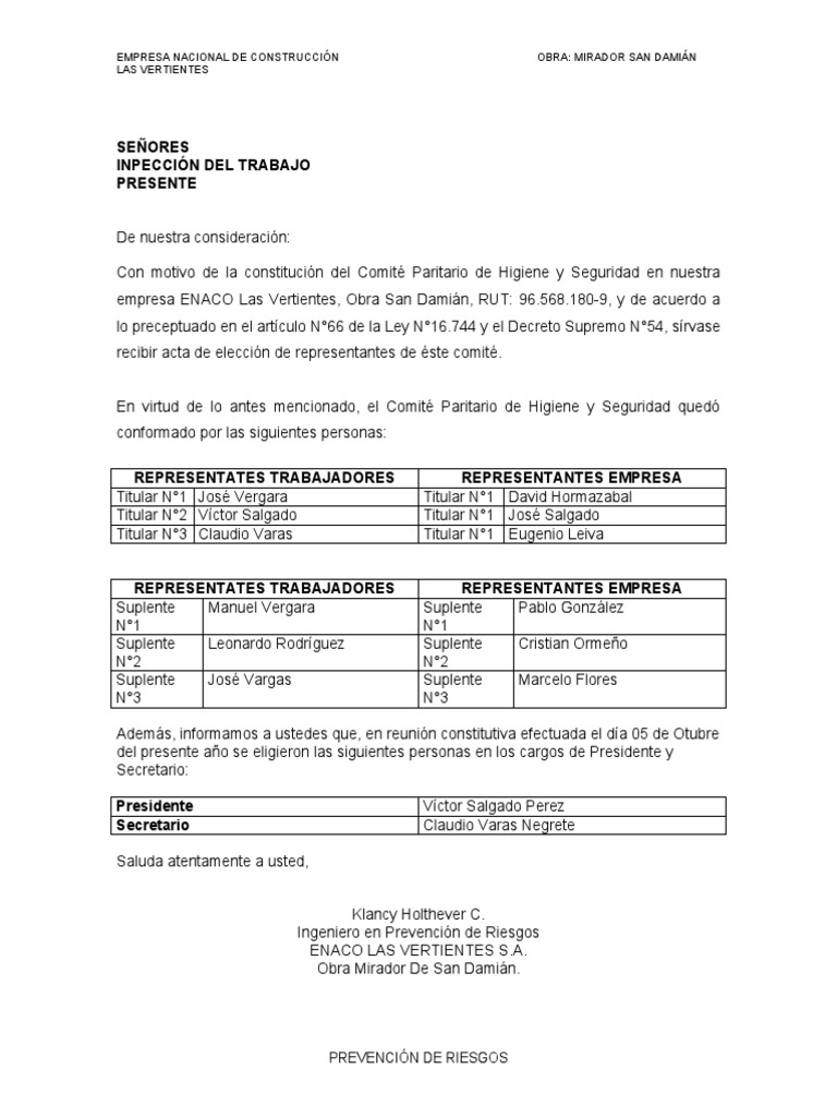 Carta Inspeccion Del Trabajo | PDF