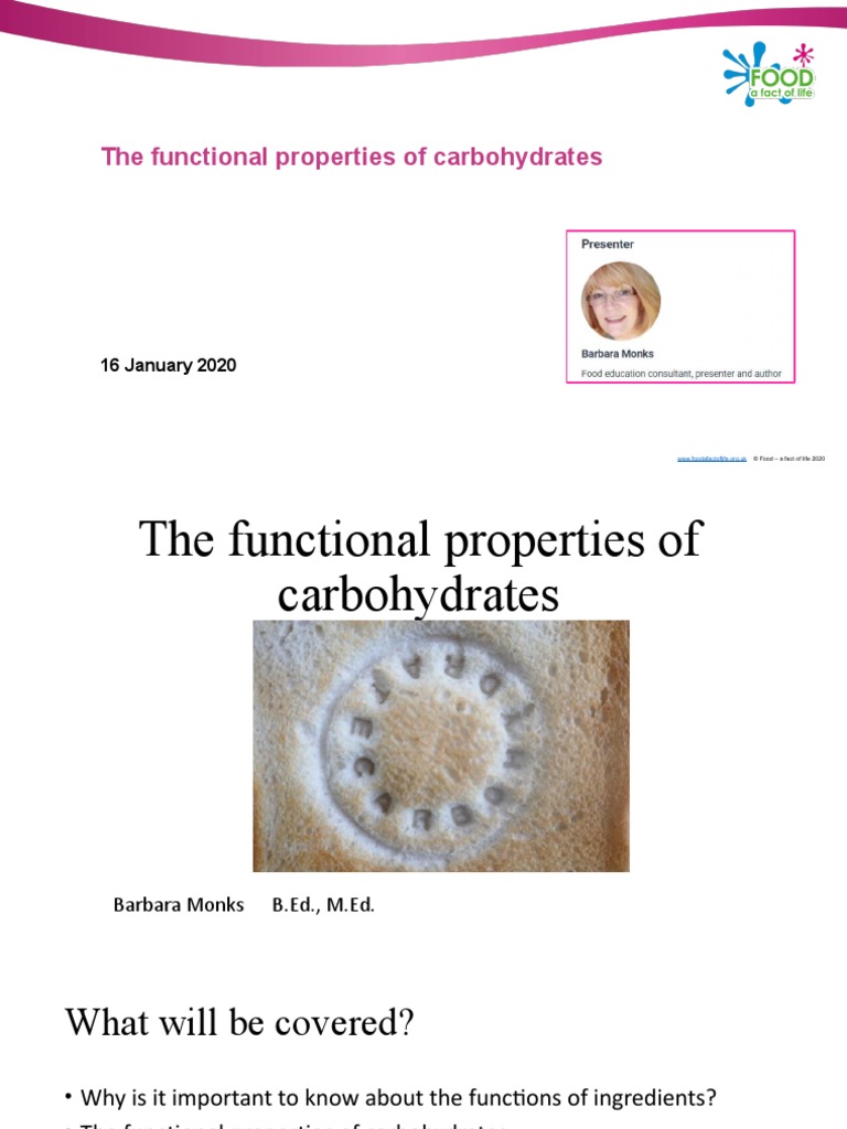 The Functional Properties of Carbohydrates | PDF | Carbohydrates | Breads