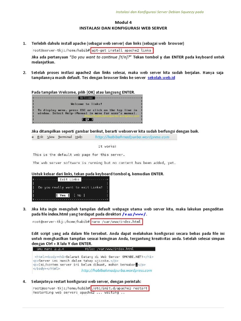 Modul 4 Instalasi Dan Konfigurasi Web Server Debian | PDF | Komputer