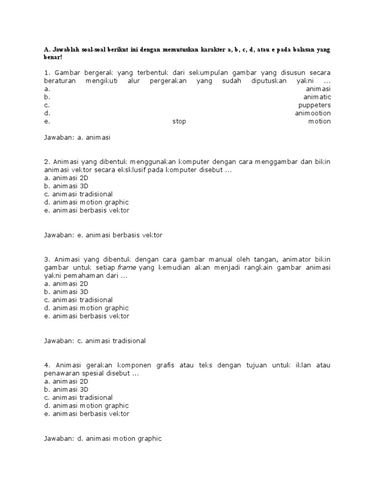 Soal Animasi | PDF | Game & Aktivitas