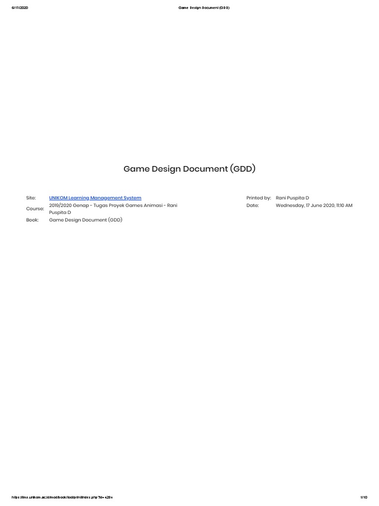 4 - A - Game Design Document (GDD) | PDF