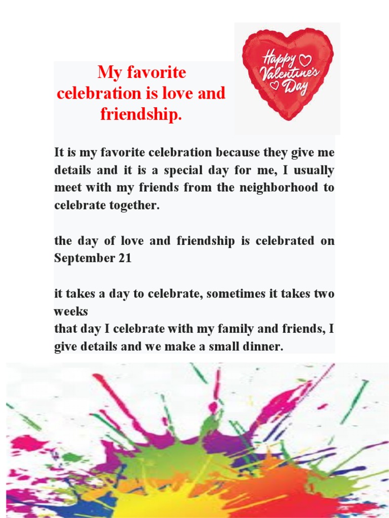 My Favorite Celebration Is Love and Friendship | PDF