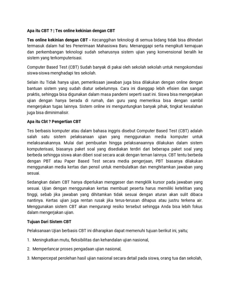 Apa Itu CBT | PDF