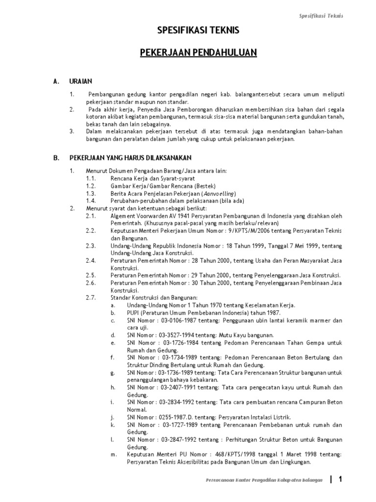 Spesifikasi Teknis | PDF | Teknologi & Rekayasa