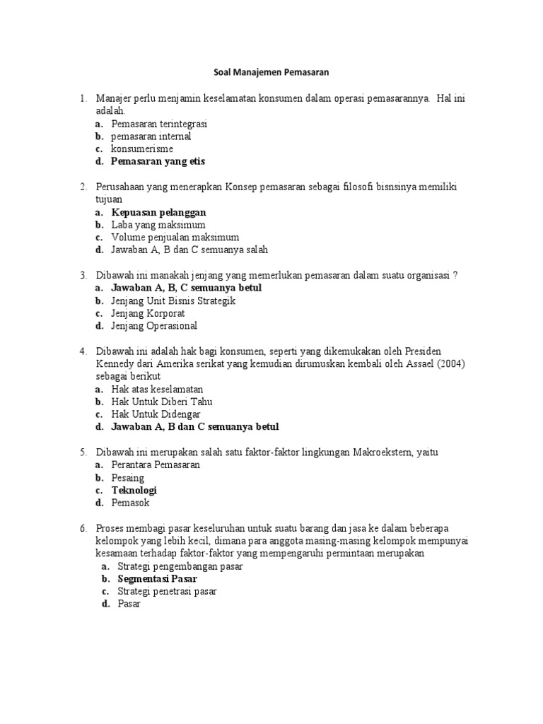 Soal Manajemen Pemasaran | PDF