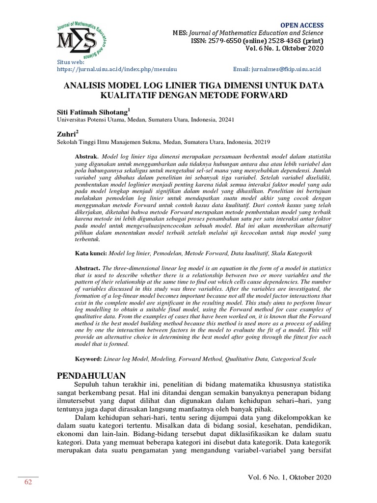 Model Log Linear 3 Dimensi | PDF | Metode & Bahan Ajar