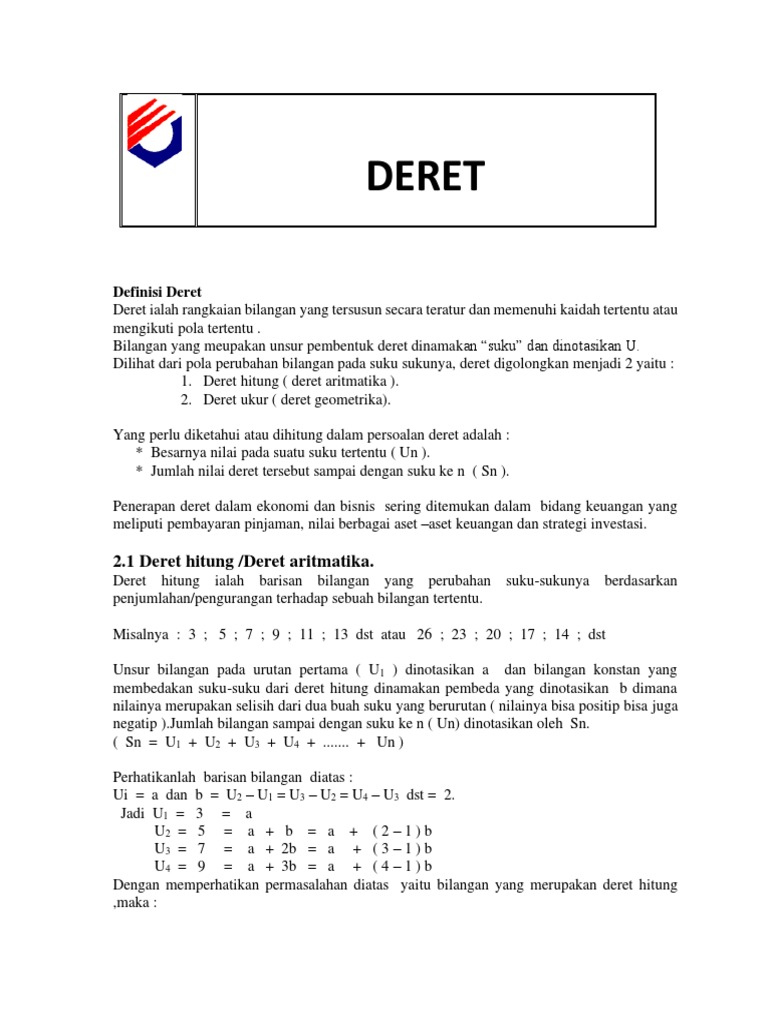 Panduan Deret Aritmatika dan Geometri | PDF | Metode & Bahan Ajar