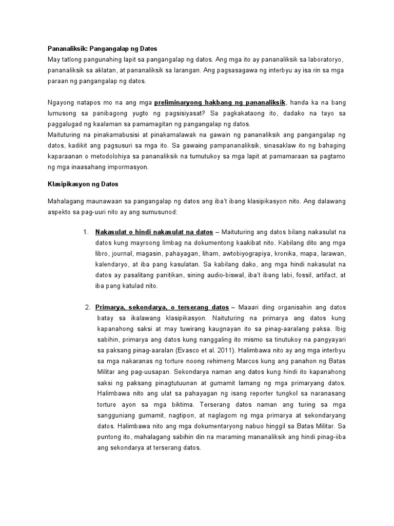 Pananaliksik Pangangalap NG Datos | PDF