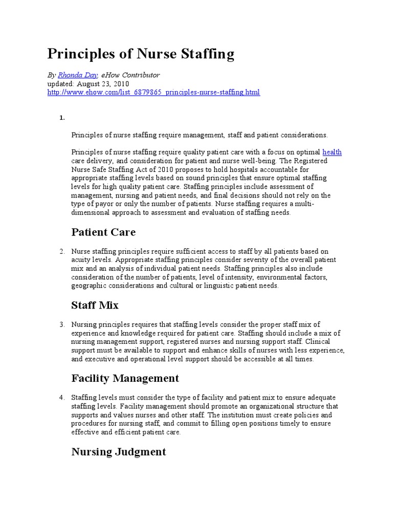 Principles of Nurse Staffing | PDF | Nursing | Health Care