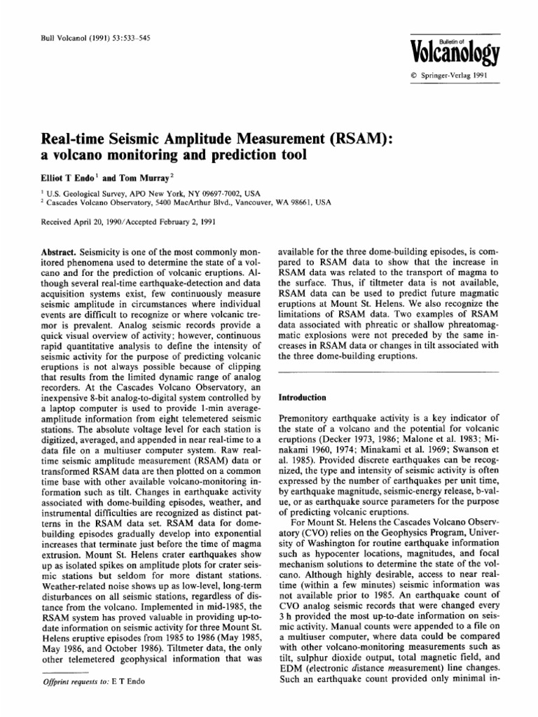 A Volcano Monitoring and Prediction Tool | PDF | Moment Magnitude Scale ...