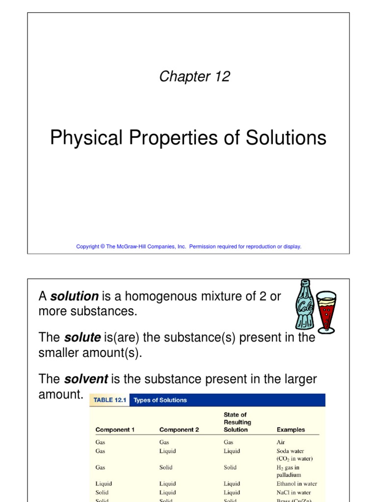 Physical Properties of Solutions | PDF | Solution | Solubility