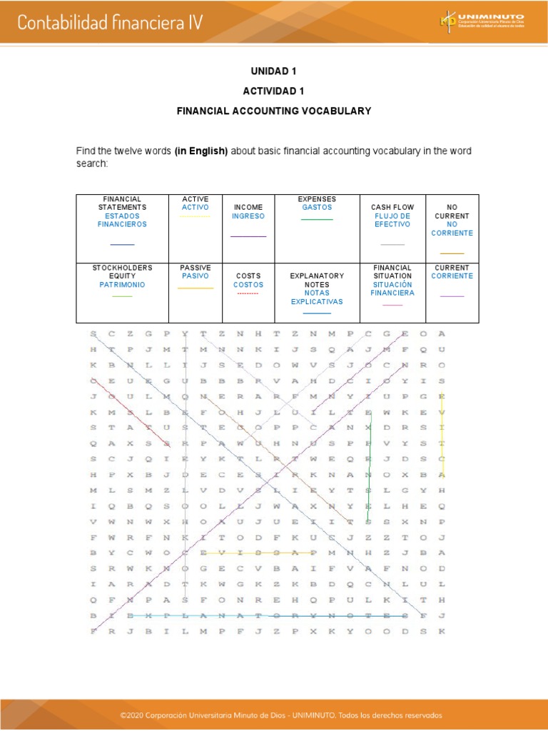 Financial Accounting Vocabulary Word Search | PDF | Business