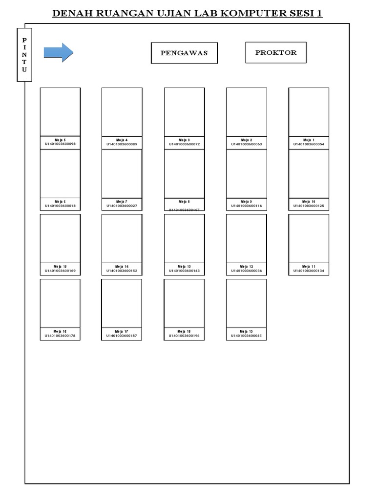 Denah Ruangan Ujian Lab Komputer | PDF