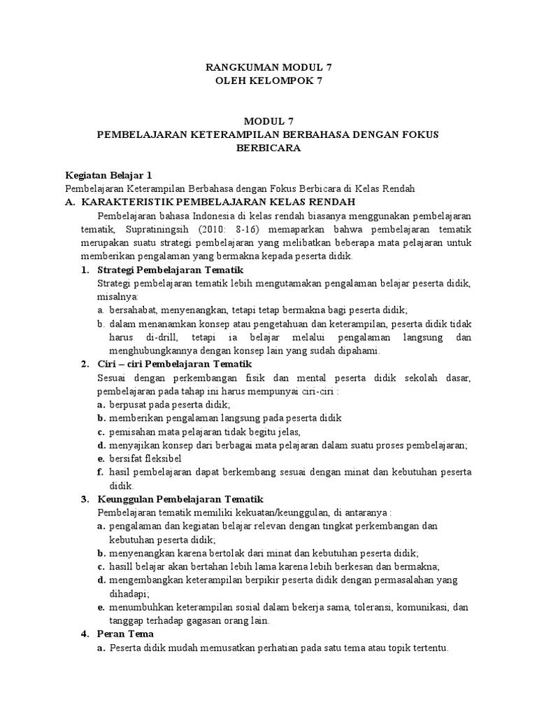 Keterampilan Berbahasa Indonesia SD | PDF