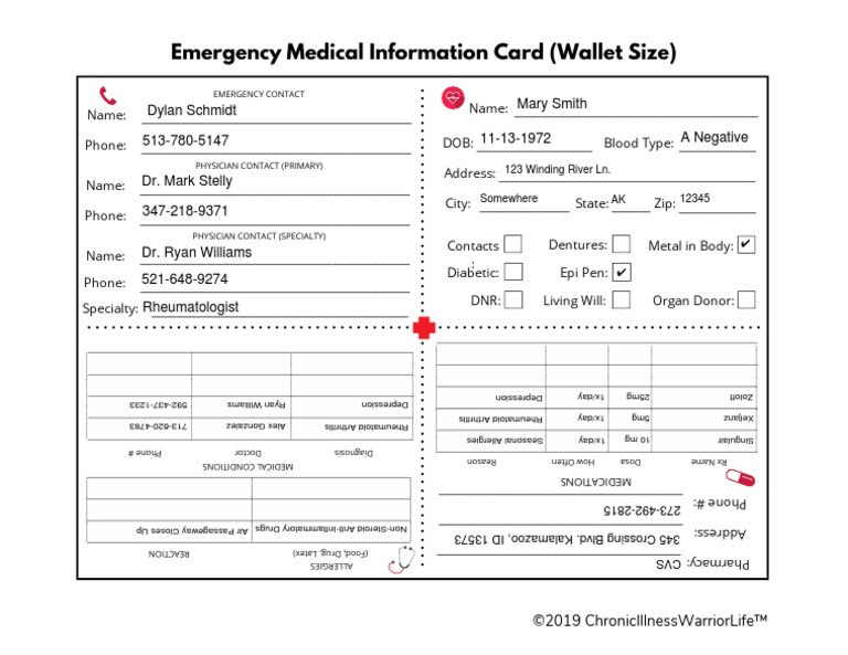 Emergency Medical Card Wallet Size | PDF | Health Sciences | Health Care