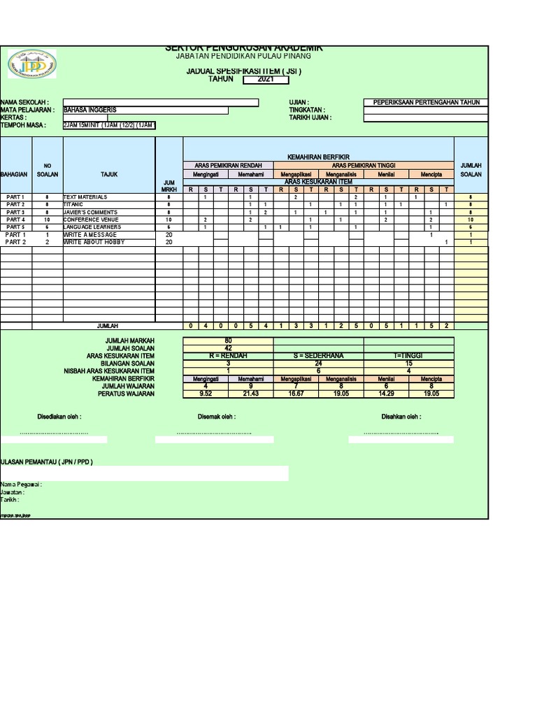 Format Jsu Jsi 2021 Bi | PDF