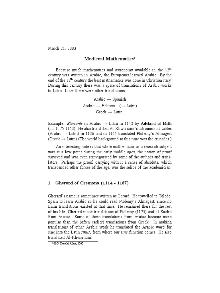Medieval Mathematics | Download Free PDF | Infinity | University