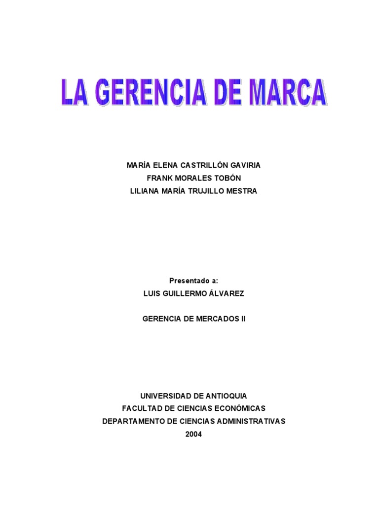 La Gerencia de Marca | PDF | Marca | Producto (Negocio)