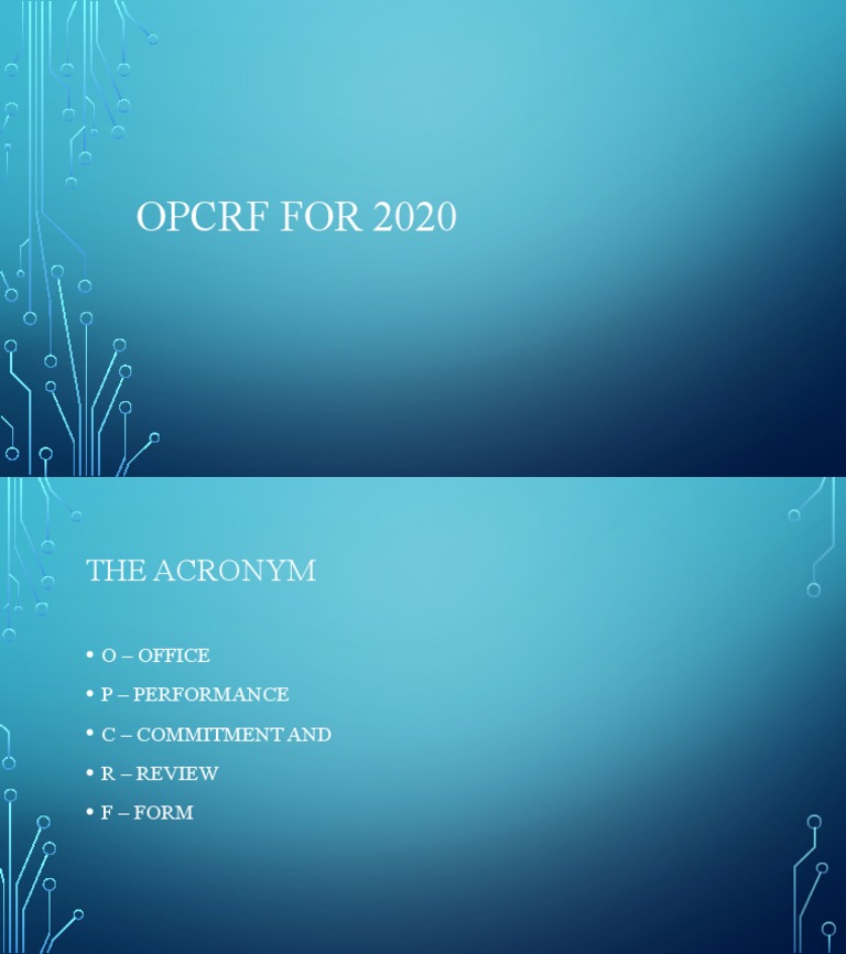Opcrf For 2020 | PDF