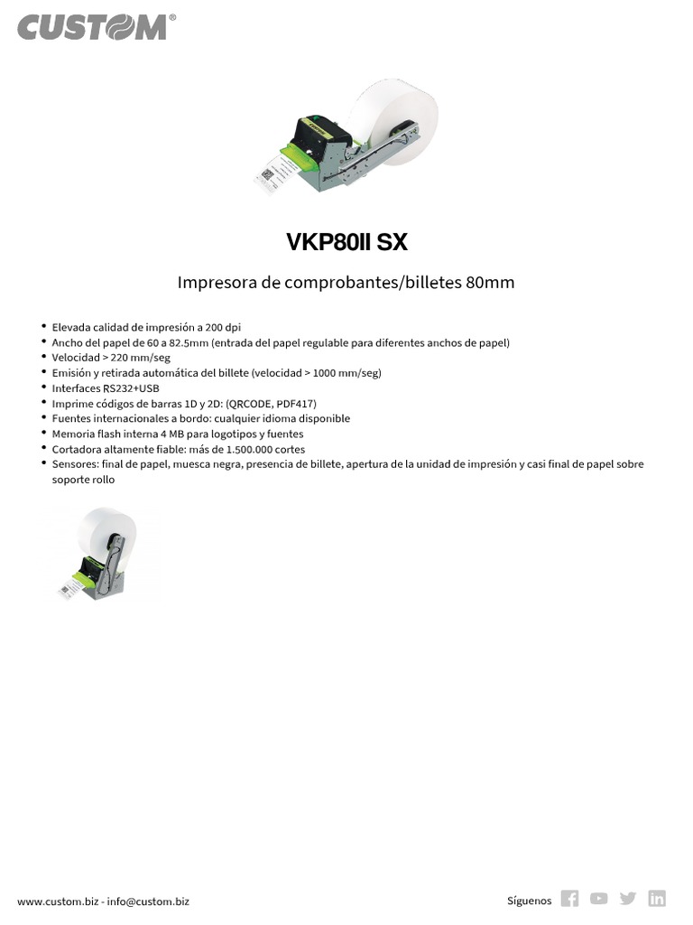 Impresora Custom VKP80II SX 80mm | PDF | Impresora (Computación ...