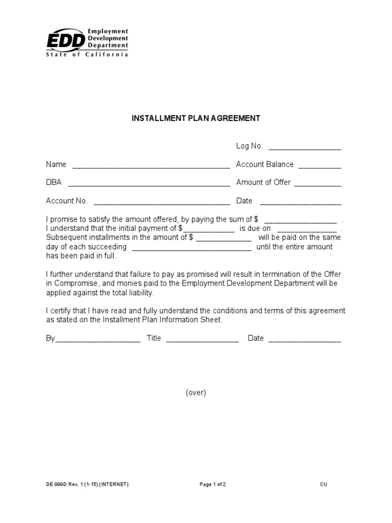 Installment Plan Contract Form | PDF | Common Law | Economies