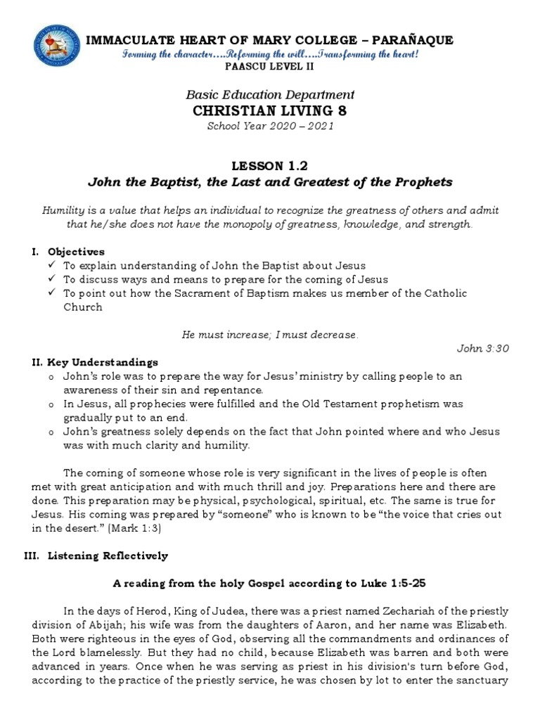 John the Baptist: Last and Greatest Prophet | PDF | John The Baptist ...